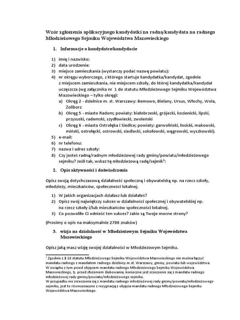 Formularz Zgłoszeniowy - Na Strone | PDF