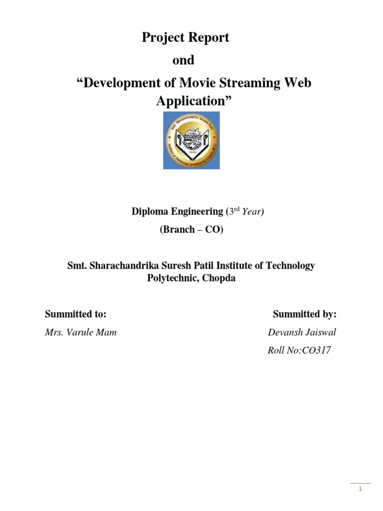Ond "Development of Movie Streaming Web Application": Project Report | PDF | Java Script | Html