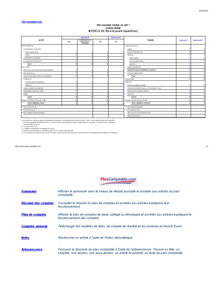 Modèle de Bilan Comptable Gratuit | PDF | Capitaux propres | Business
