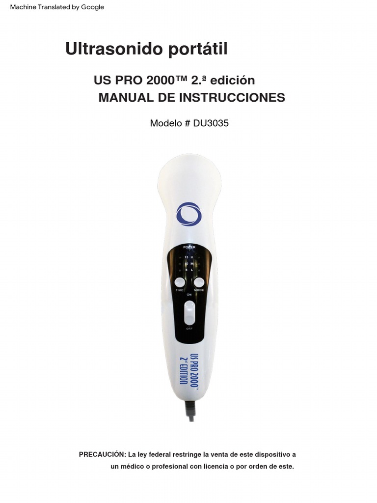 Ultrasonido Portátil: US PRO 2000™ 2. Edición Manual de Instrucciones | PDF