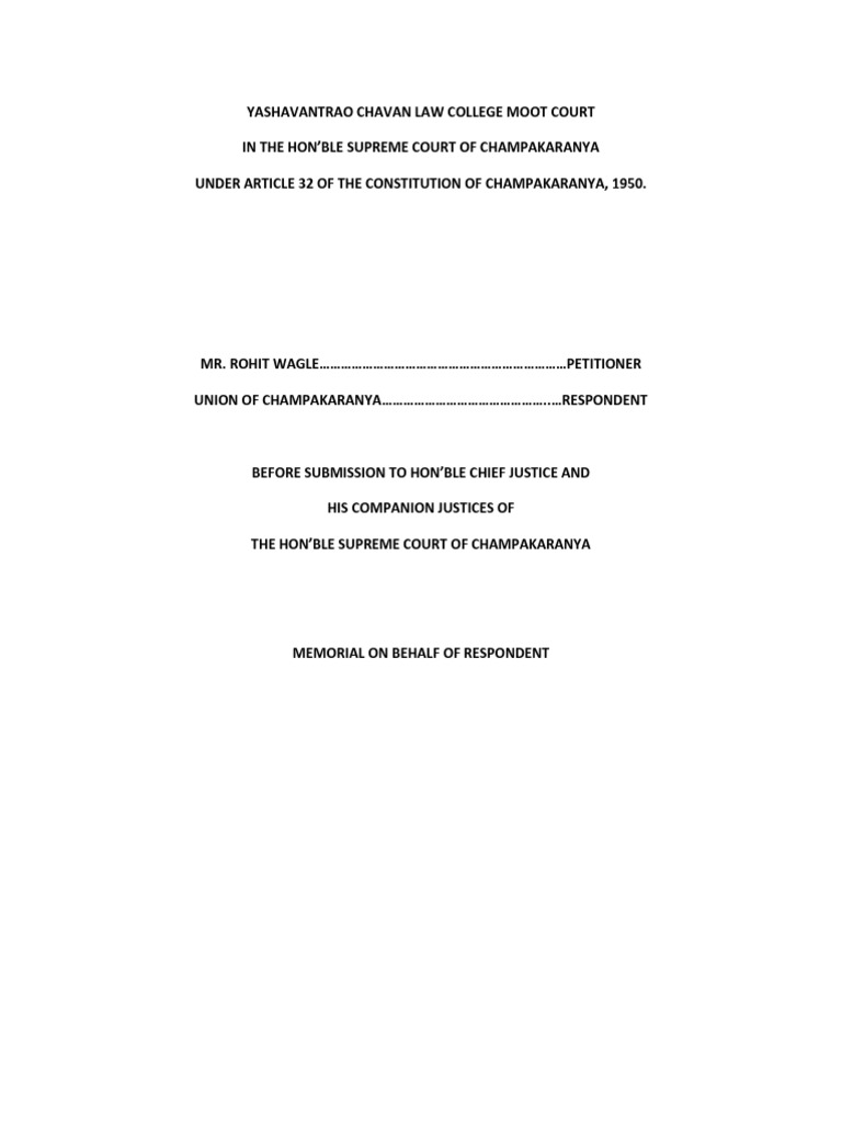 Moot Court Respondent Sheet | PDF