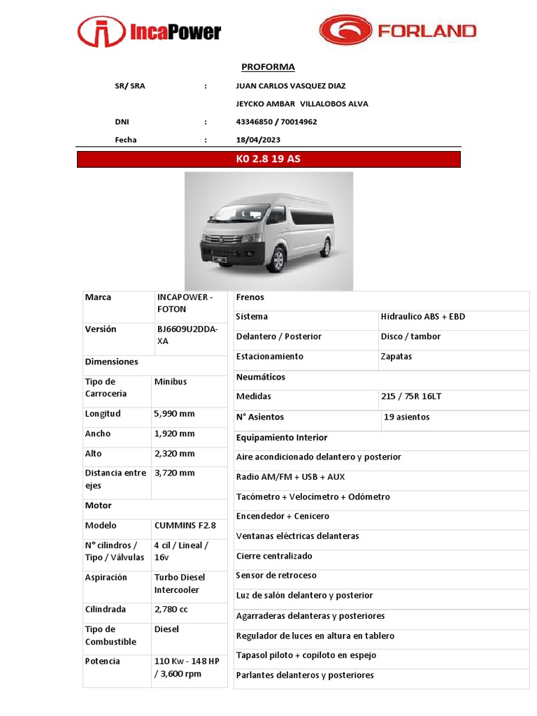 Proforma K0 | PDF | Sedanes | Bienes manufacturados