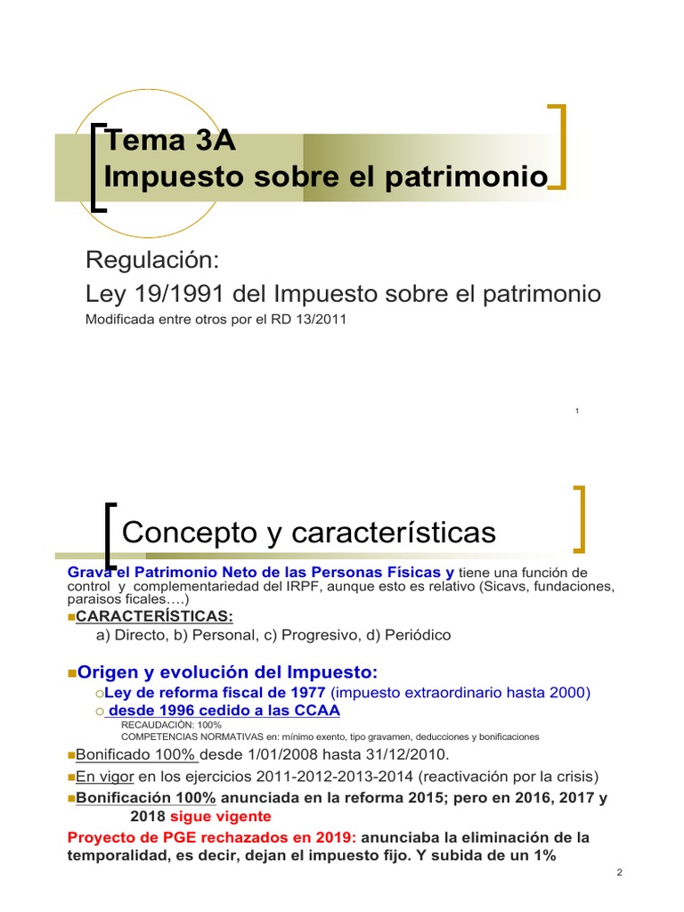 Tema 3A, I.patrimonio | PDF | Impuestos | Bienes (Ley)