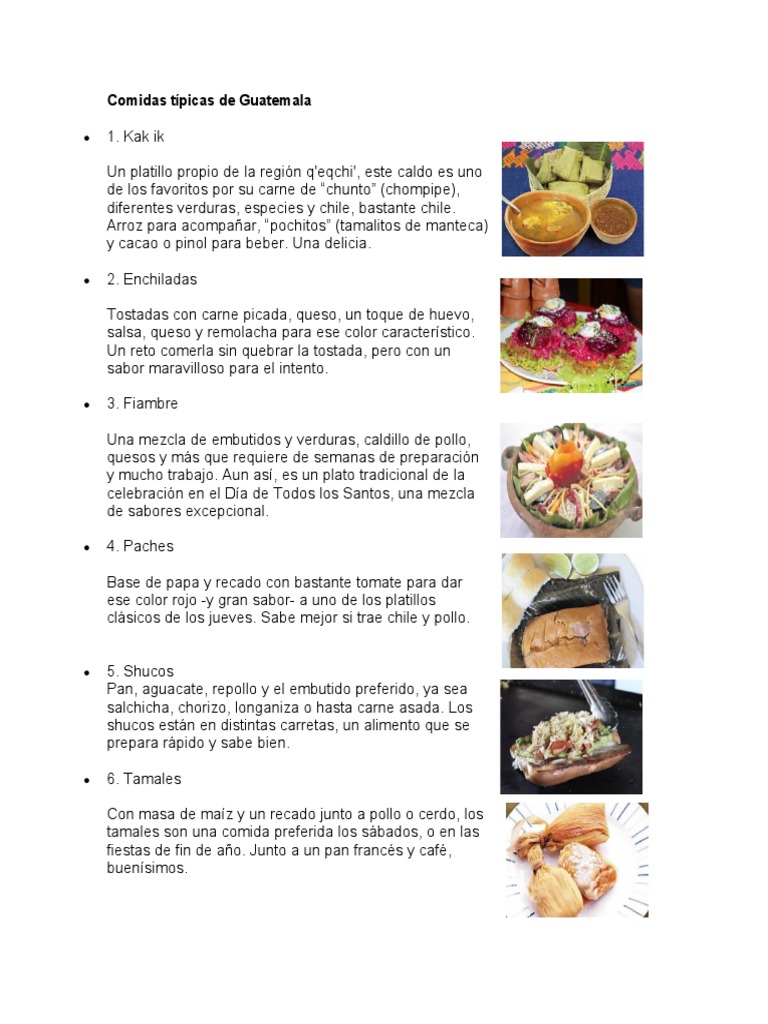 Comidas Típicas de Guatemala | PDF | Preparación de comida y bebida ...