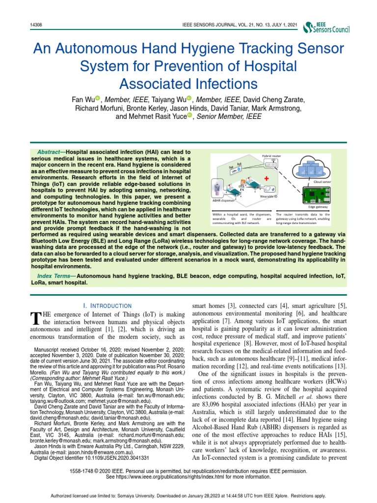 An Autonomous Hand Hygiene Tracking Sensor System For Prevention of ...