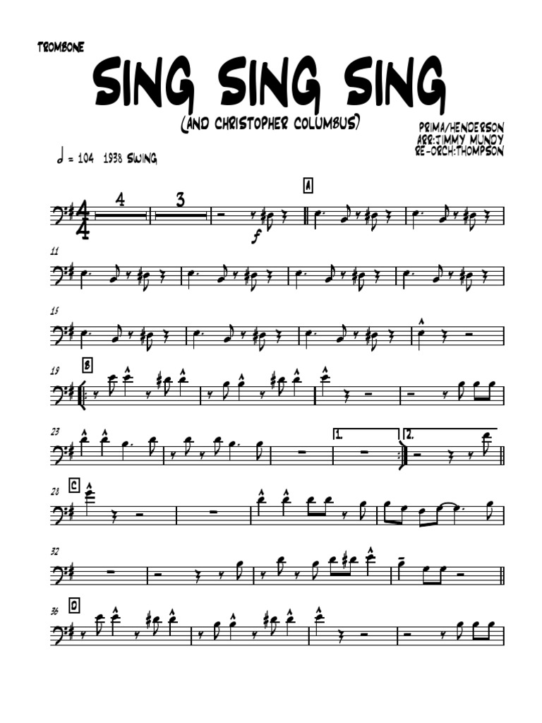 1.sing Sing Sing - Trombone | PDF | American Music Articles Needing ...