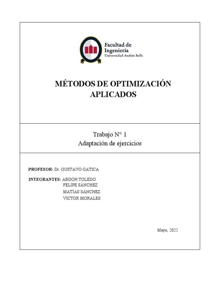 Informe Metodos de Optimizacion | PDF