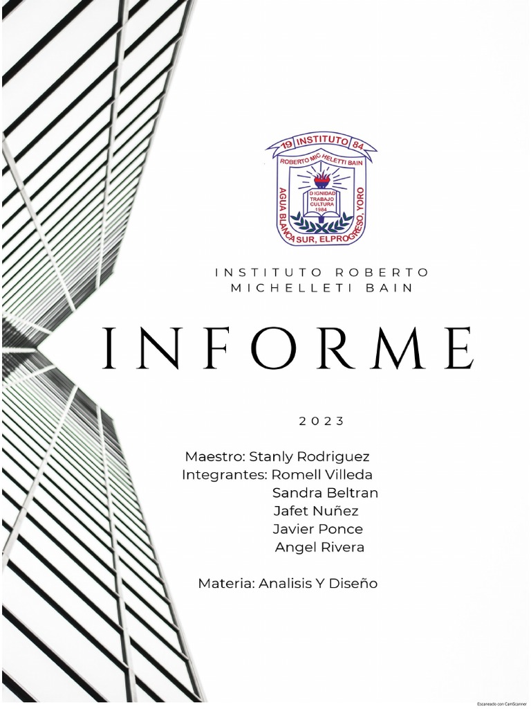 Portada de Informe de Análisis y Diseño | PDF