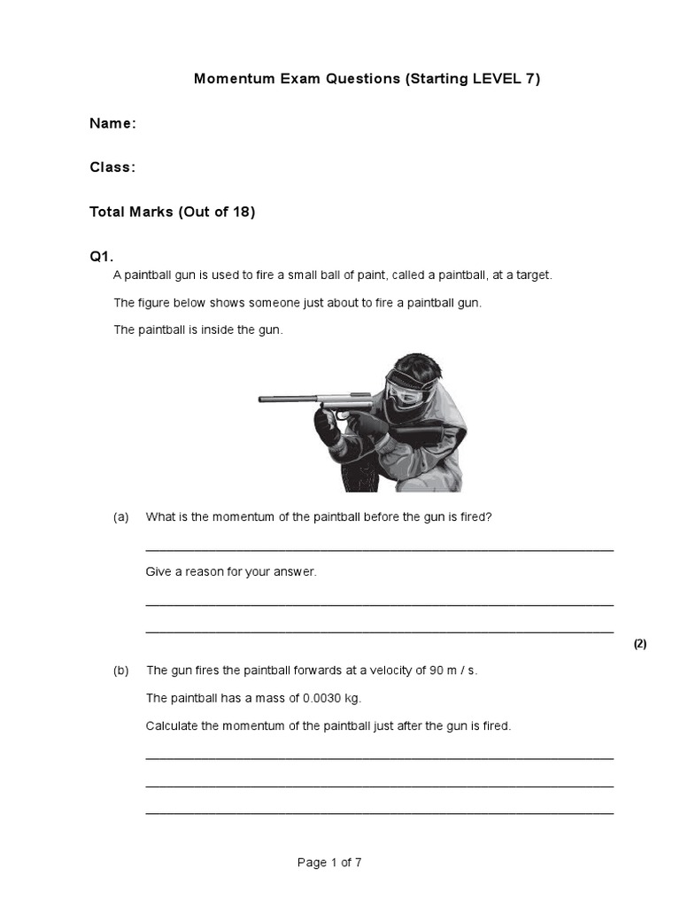 Copy of Momentum Practice Questions LV 5-9 With Answers | PDF ...
