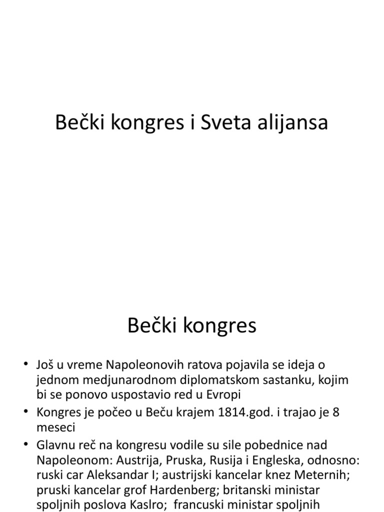 Bec48dki Kongres I Sveta Alijansa | PDF