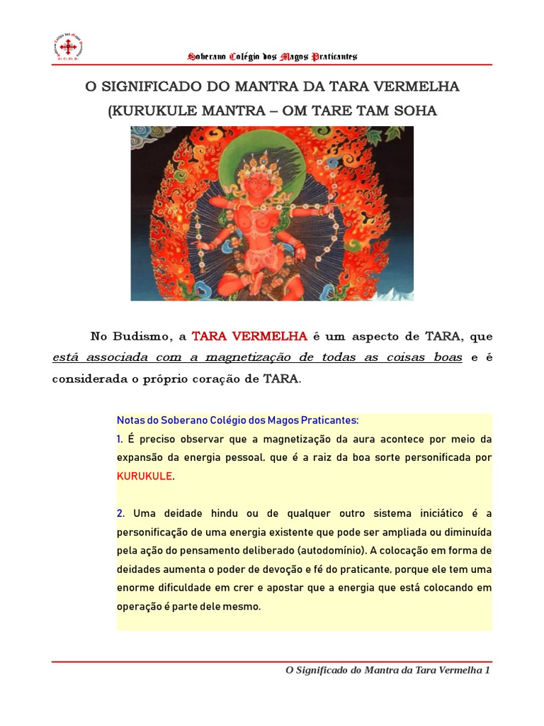 O Significado Do Mantra Da Tara Vermelha (Kurukulle Mantra - Om Tare ...