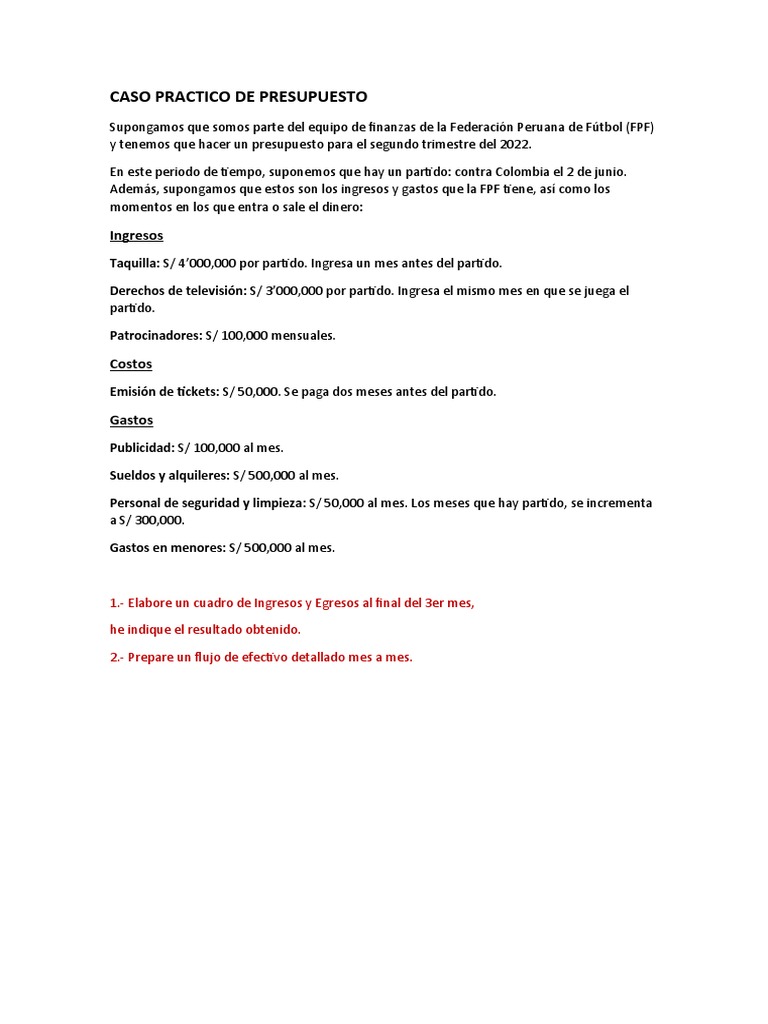 1 Caso Practico de Presupuesto | PDF