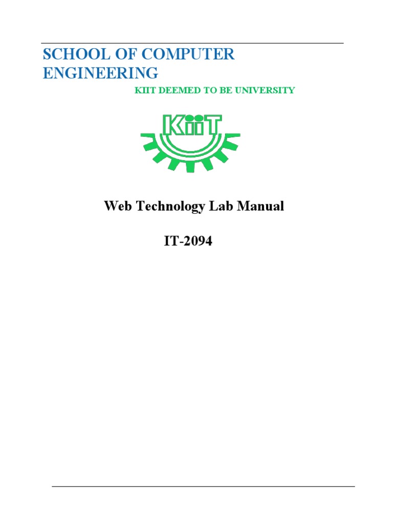 School Of Computer Engineering Web Technology Lab Manual It 2094 Pdf Method Computer 