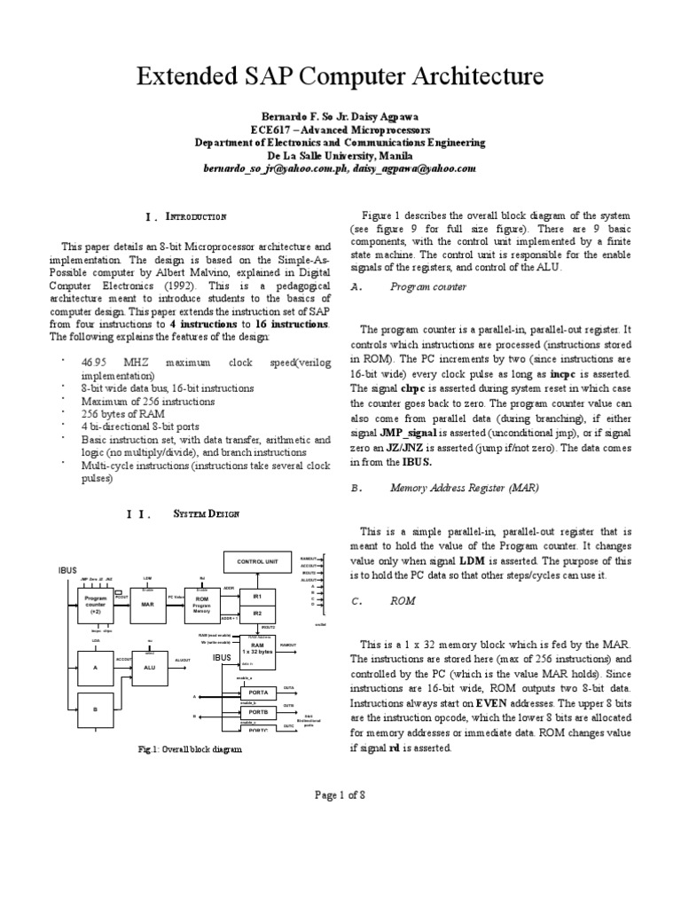MSAP Project So | PDF | Instruction Set | Random Access Memory