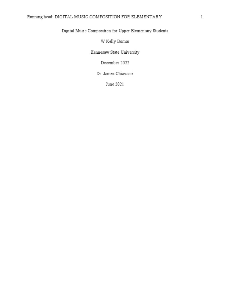 Bomar Capstone Proposal | PDF | Teachers | Music Education