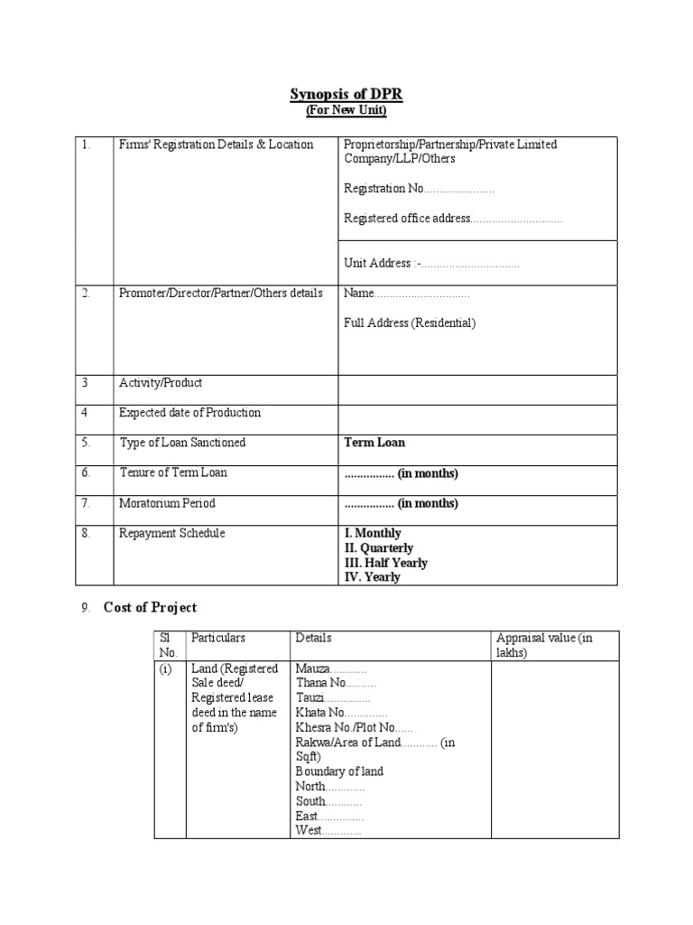 DPR Format Sipb | PDF | Real Estate Appraisal | Sole Proprietorship