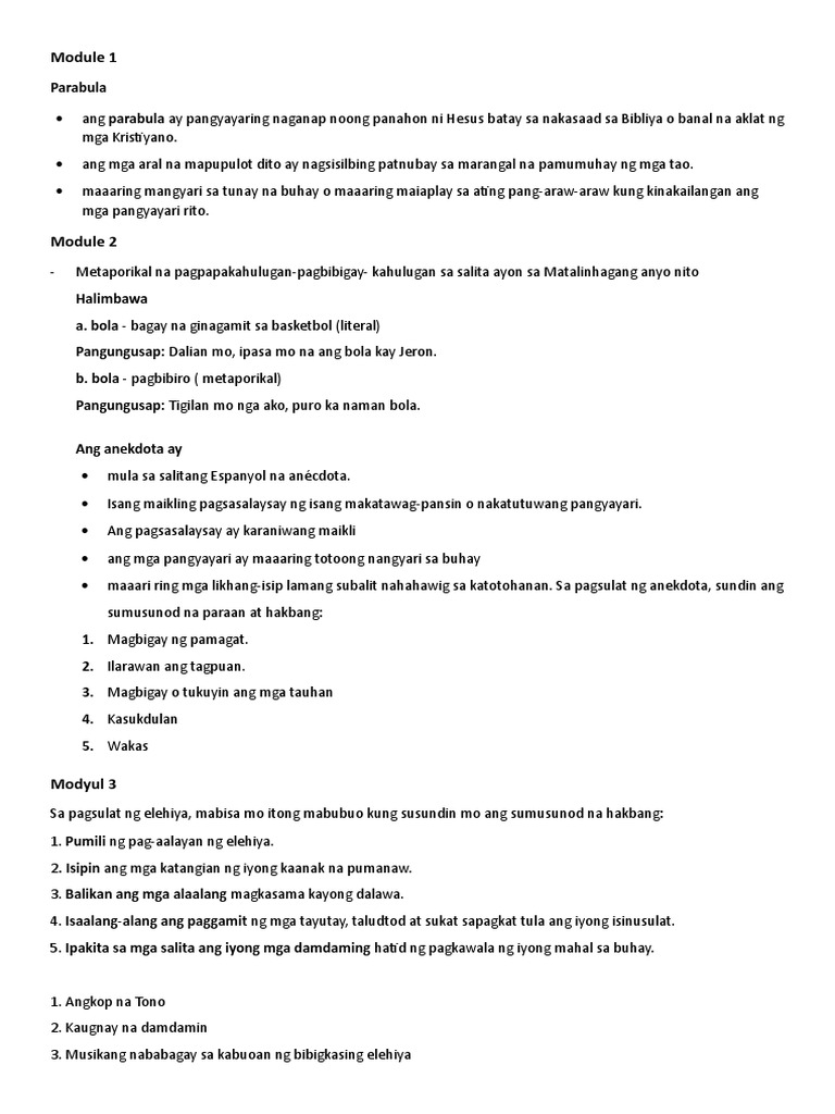 Filipino Reviewer | PDF