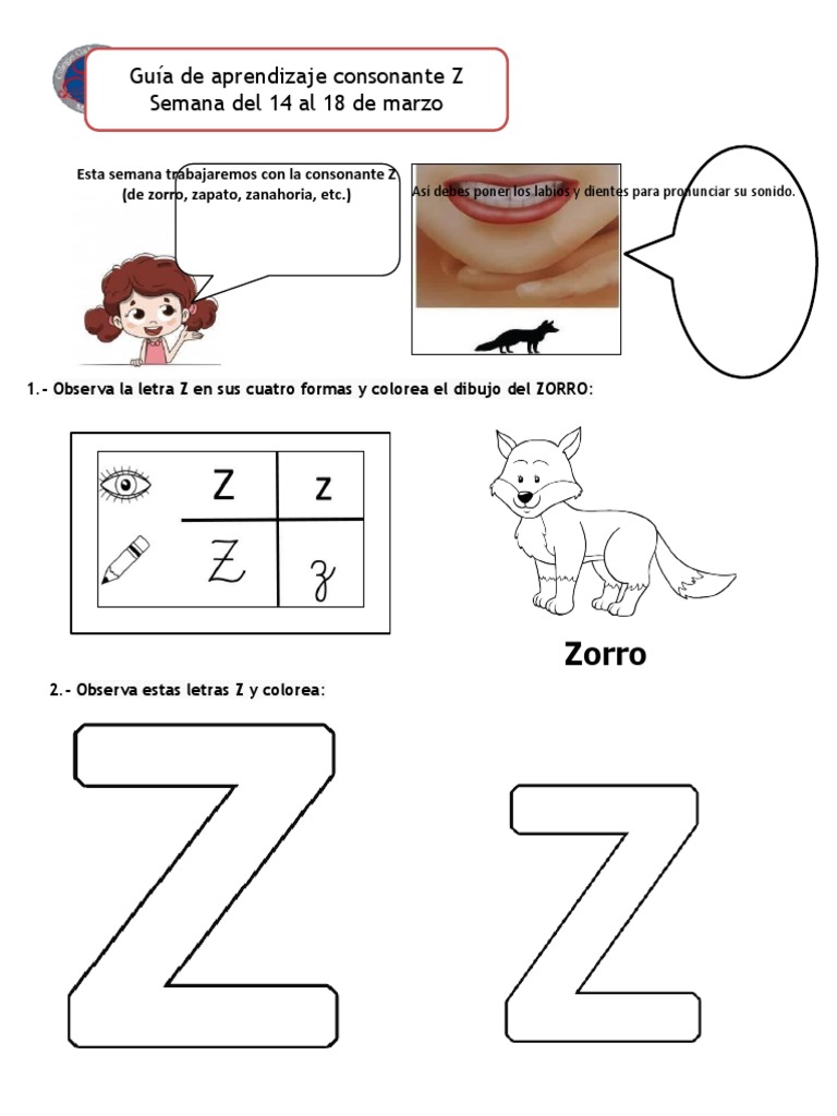 Semana 2 Guía Consonante Z | Descargar gratis PDF | Fonética | Lingüística