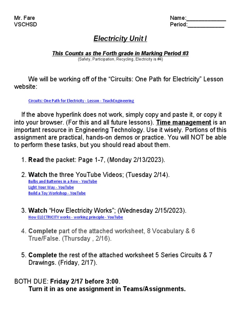 Eng Tech Electricity | PDF | Series And Parallel Circuits | Electrical Network