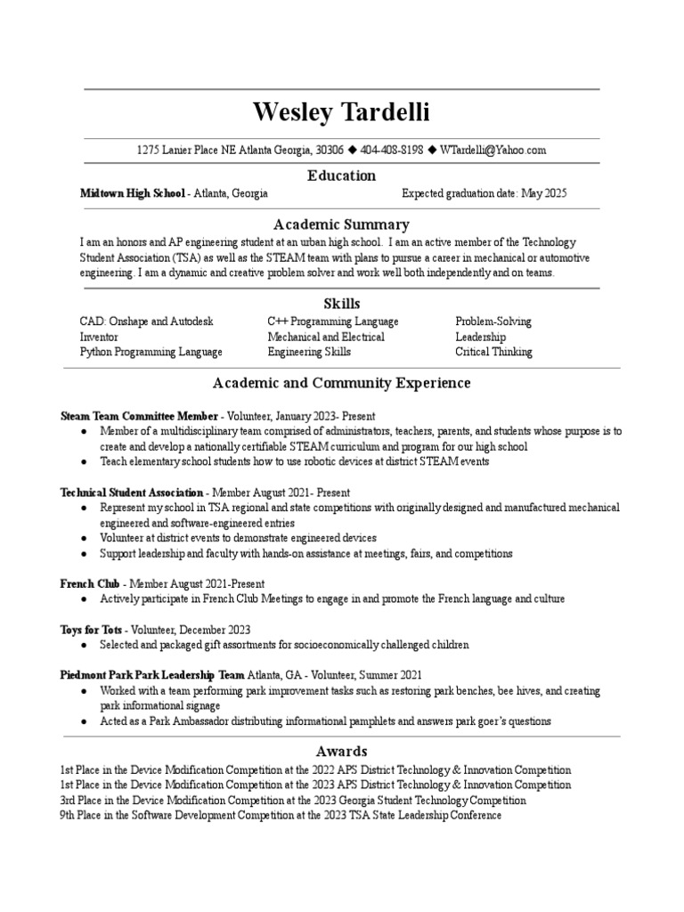 Wesley Tardelli - Resume | PDF | Engineering