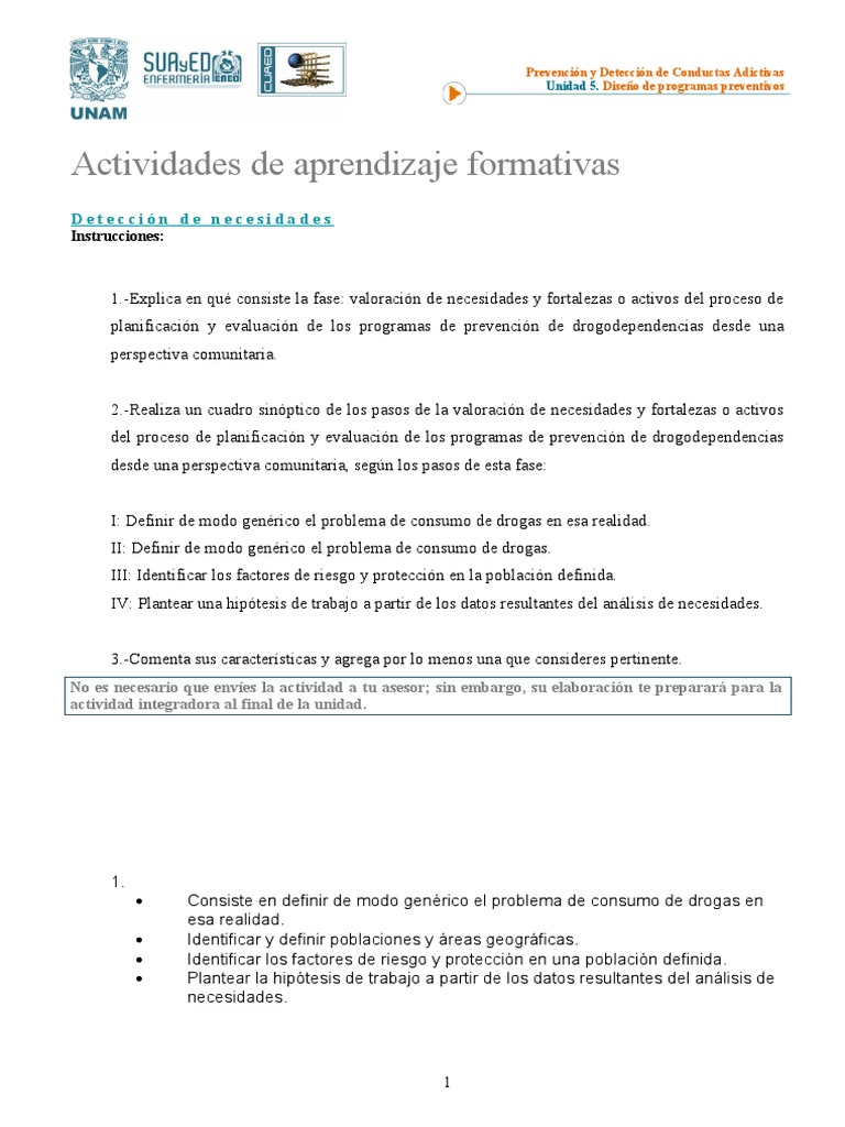 U5 - Act - Apren Prevencion y Deteccion de Conductas Adictivas | PDF | La dependencia de ...