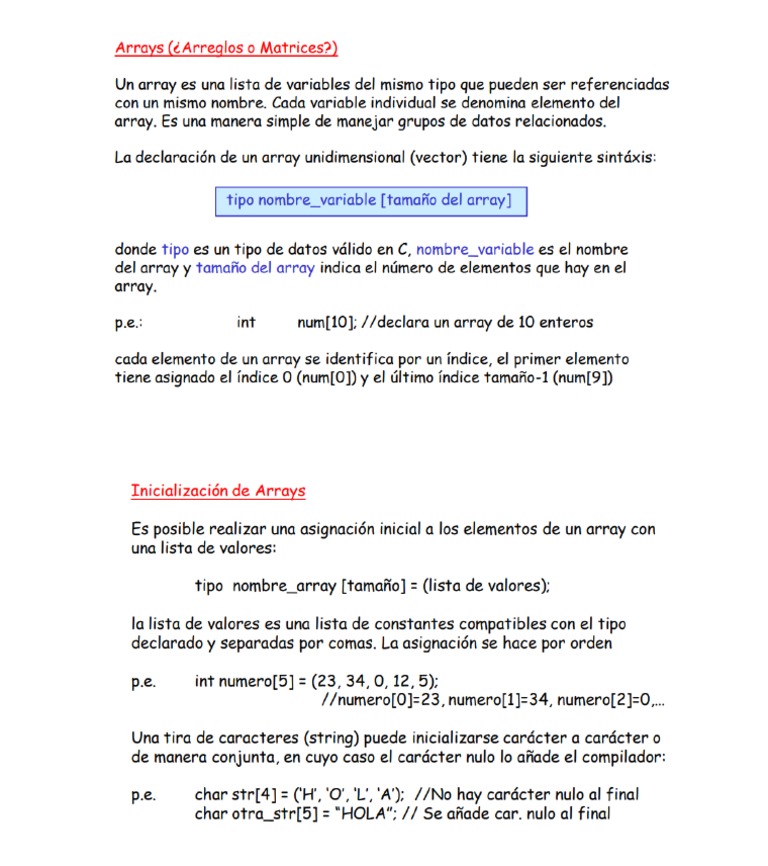 Uso de Arrays | PDF Uso de Arrays | PDF