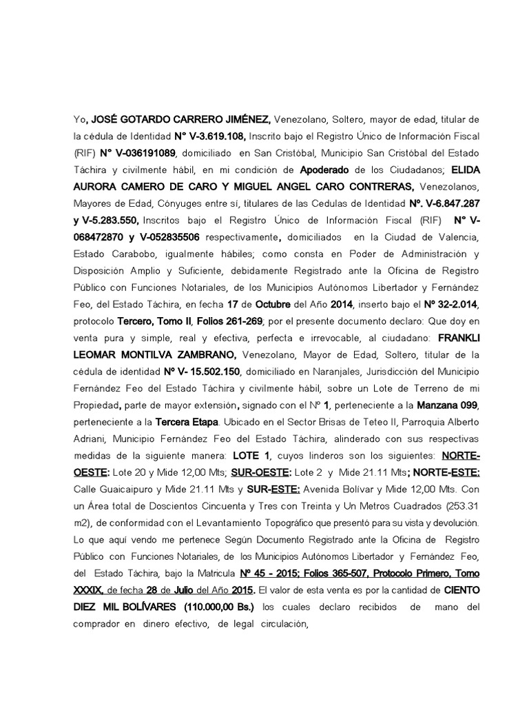 Venta de Terreno Gotardo - Tercera Etapa Frankli Leomar Montilva ...