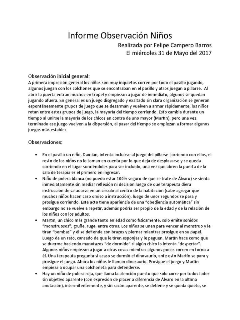 Informe Observación Niños | PDF