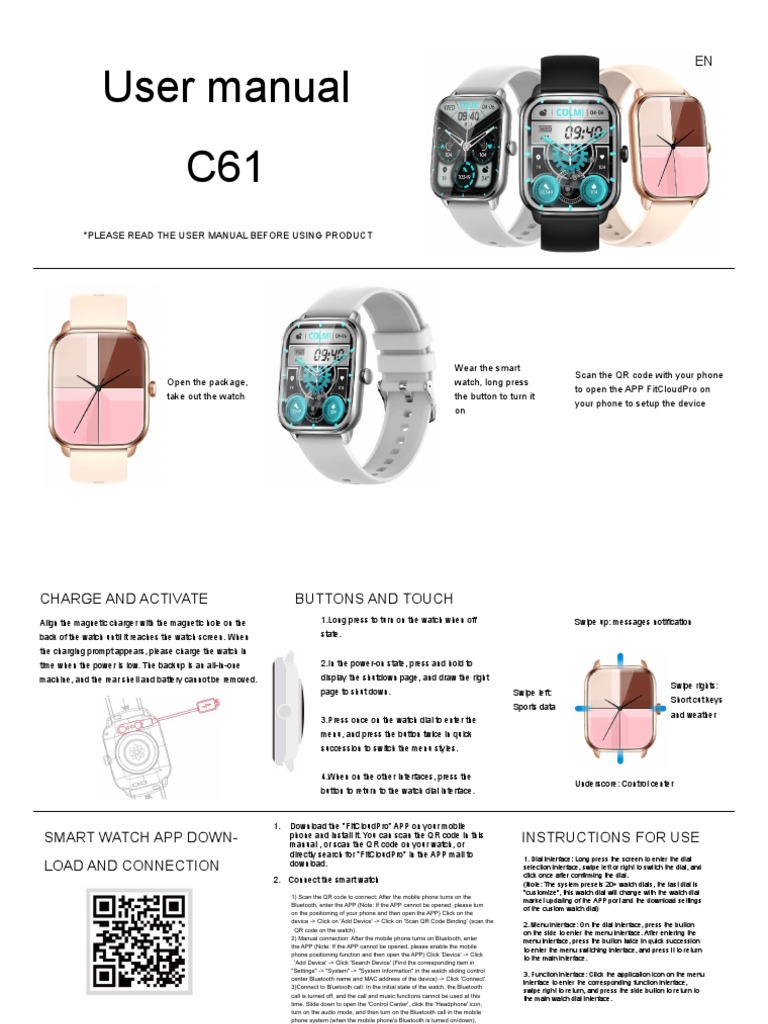 COLMI C61 User Manual | PDF | Qr Code | Mobile App