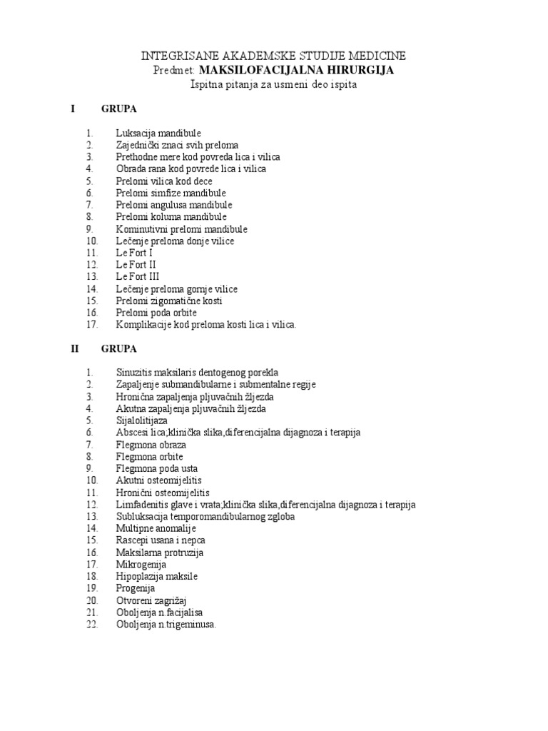 Maksilofacijalna Hirurgija M | PDF