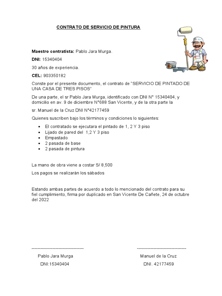 Contrato De Pintura Pdf