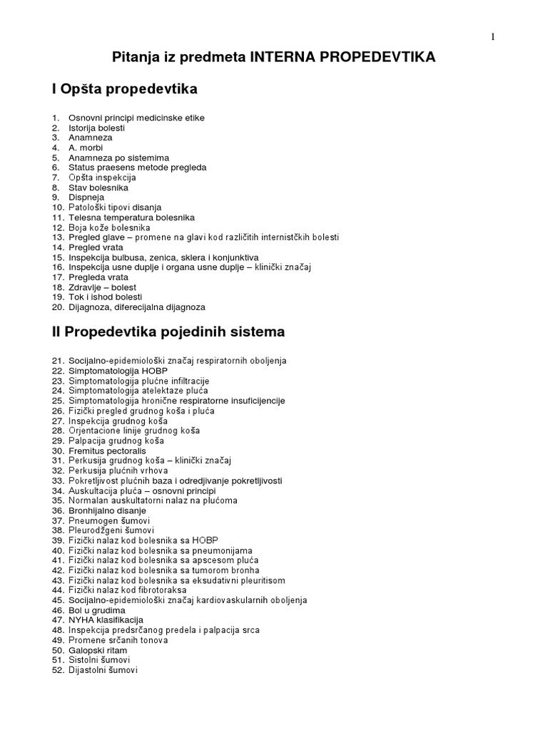 Interna Propedevtika M | PDF