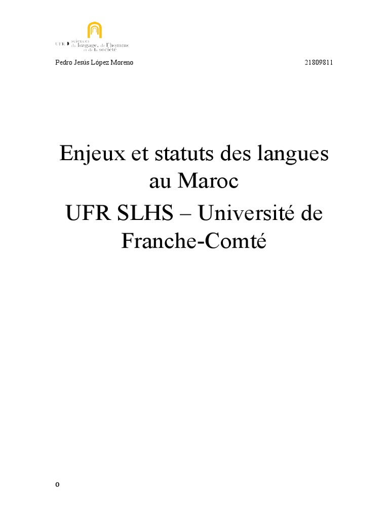 Enjeux Et Statuts Des Langues Au Maroc | PDF