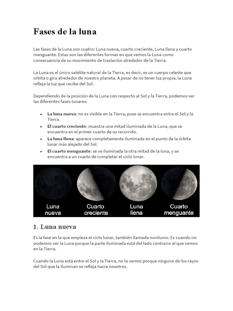 Las cuatro fases de la Luna | PDF | Luna | Planemos