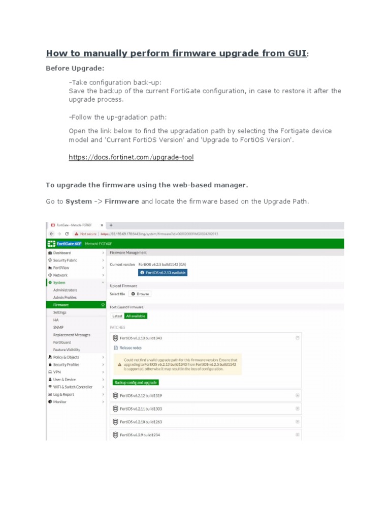 FortiGate Firmware Upgrade Guide | PDF | Business | Technology ...