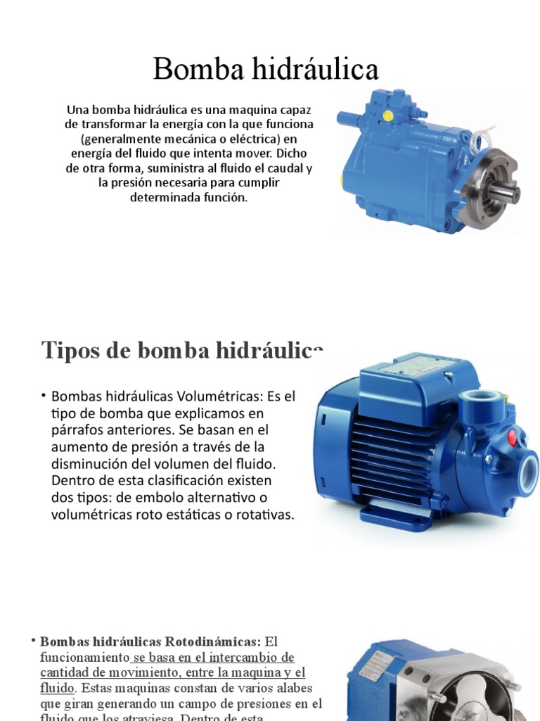 Tipos de Bombas Hidráulicas y Funcionamiento | PDF