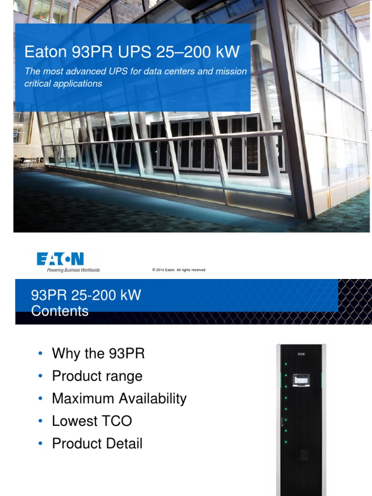 Eaton 93PR UPS 25-200 KW: The Most Advanced UPS For Data Centers and ...