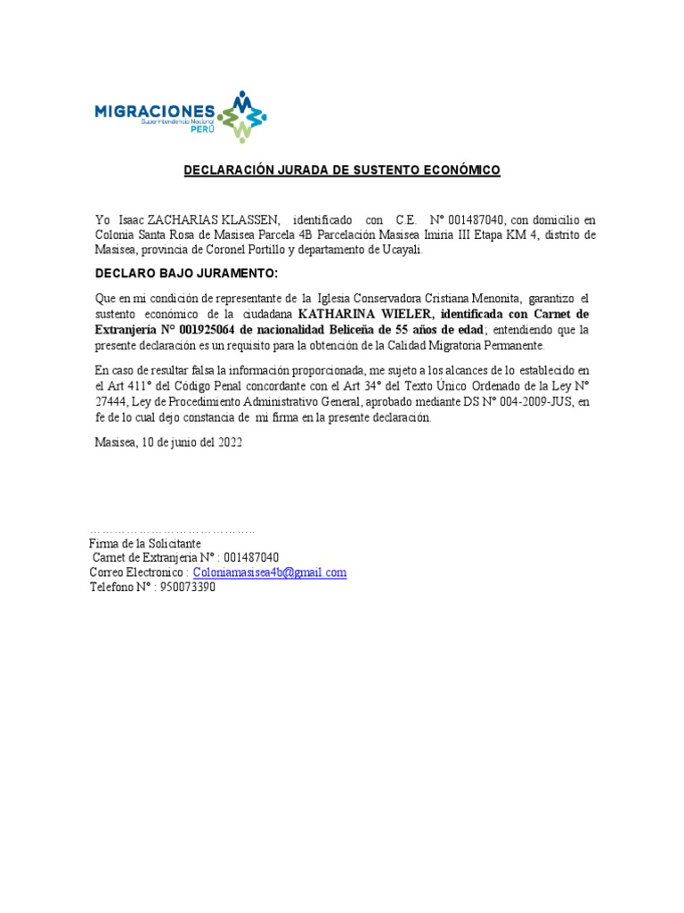 Sustento Economico | PDF