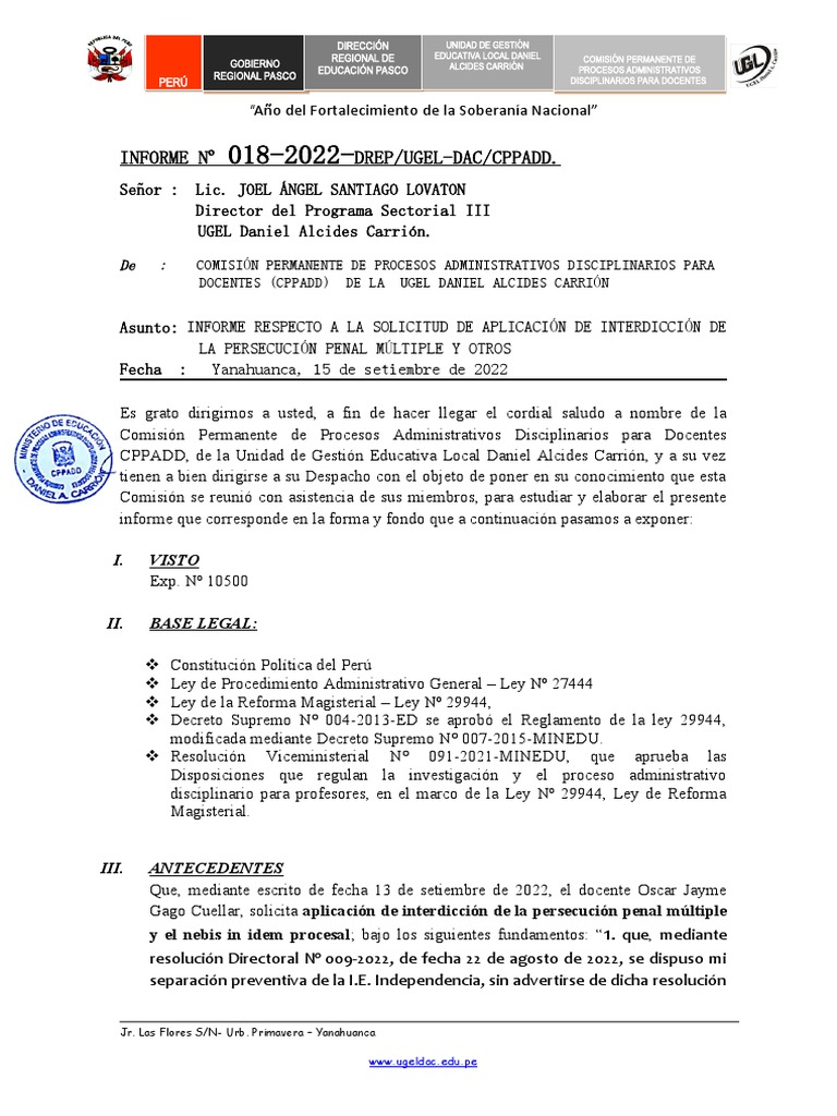 INFORME Improcedente Interdicción | PDF