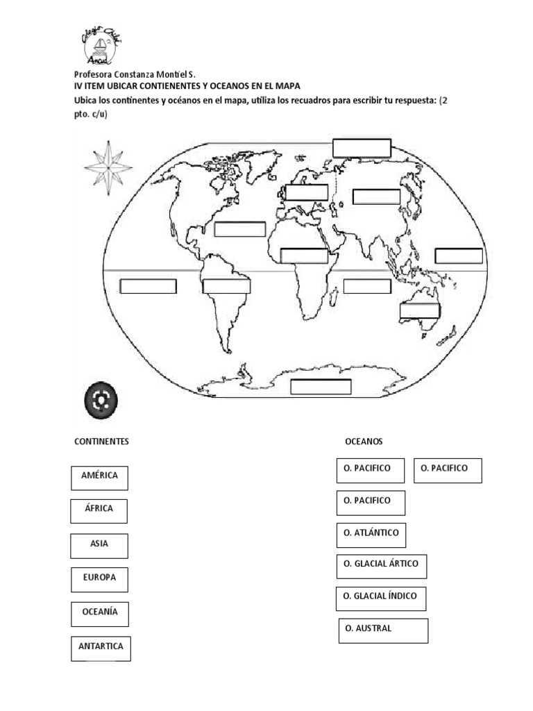 Mapa Continentes y Oceanos | PDF