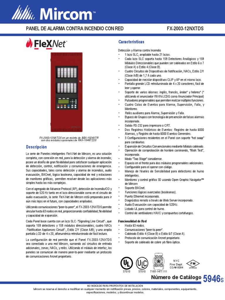 CAT-5946S FleX-Net FX-2003-12NXTDS Network Fire Alarm Control Unit ...