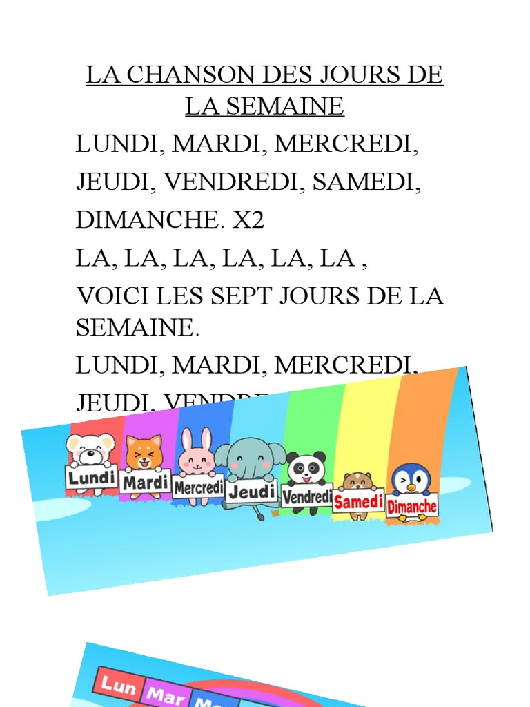 La Chanson Des Jours de La Semaine | PDF