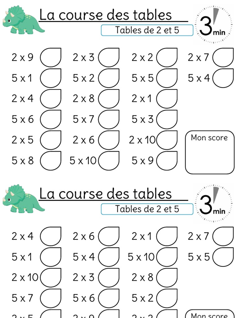 Course Des Tables de Multiplication | PDF
