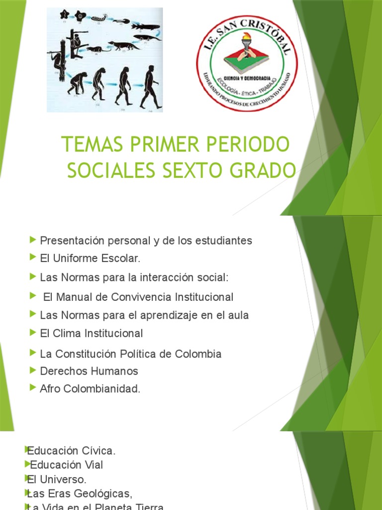 Temas Primer Periodo Sociales Sexto Grado | PDF
