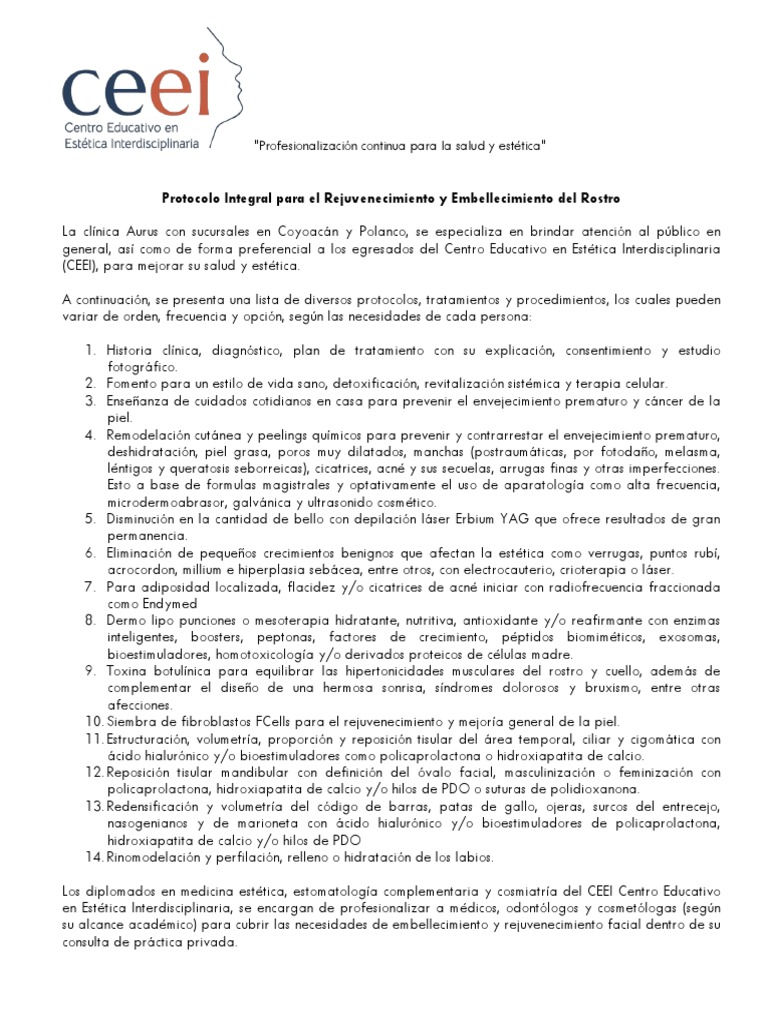 Protocolo Integral Rostro | PDF | Ciencias de la Salud | Medicina CLINICA
