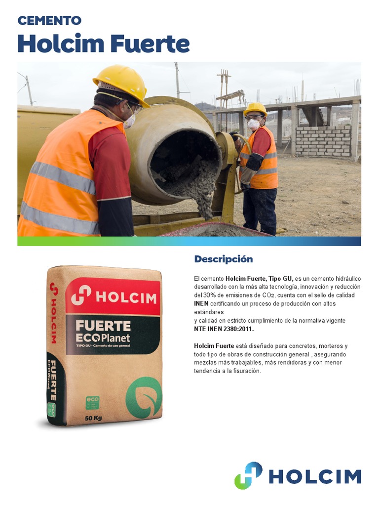 Ficha Holcim Fuerte-1 | PDF | Cemento | Mortero (Albañilería)