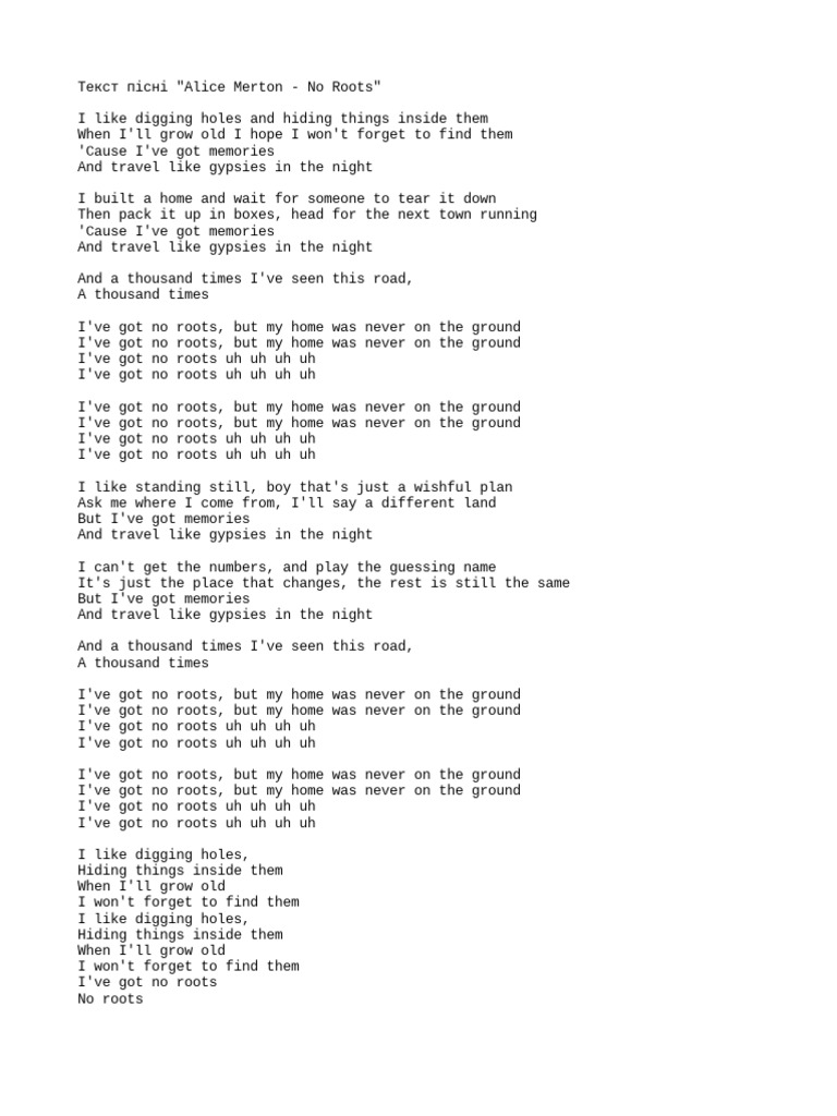 Alice Merton - No Roots | PDF | Poetry