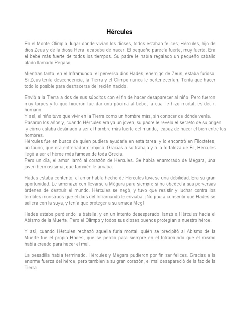 La Leyenda de Hércules y su Valor | PDF | infierno | Inframundo griego