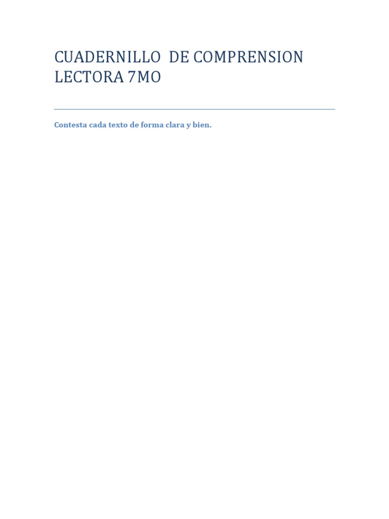 Comprensión lectora 7mo grado | PDF
