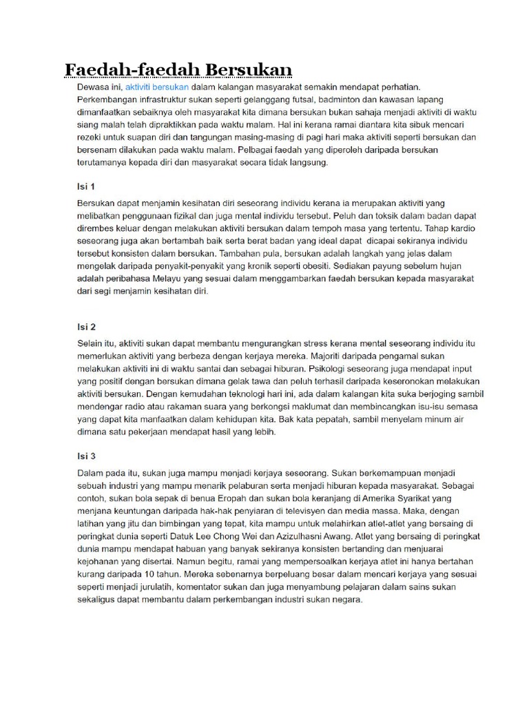 Faedah-Faedah Bersukan | PDF